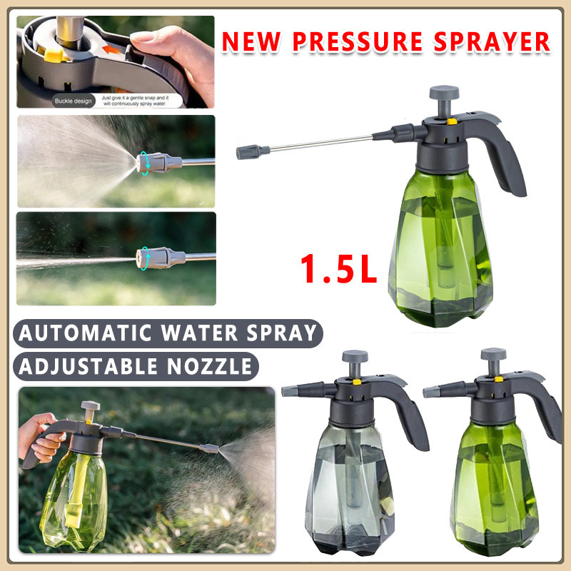 1.5L Hand Pressure Garden Sprayer Extension Nozzle Automatic Lock Water ...