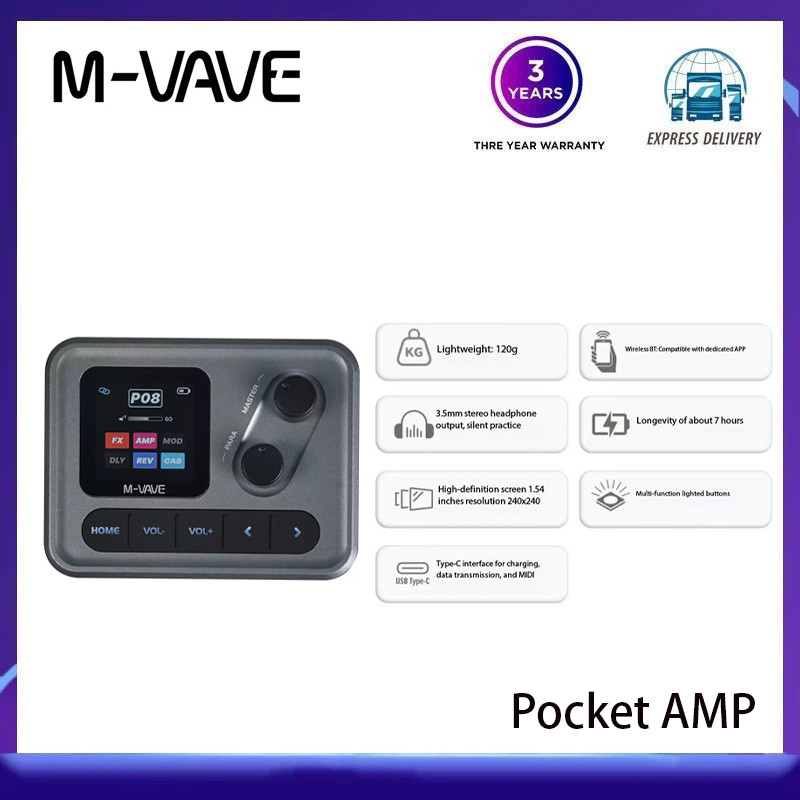 M-VAVE Pocket AMP Electric guitar Pocket Portable Synthesizer Wireless ...
