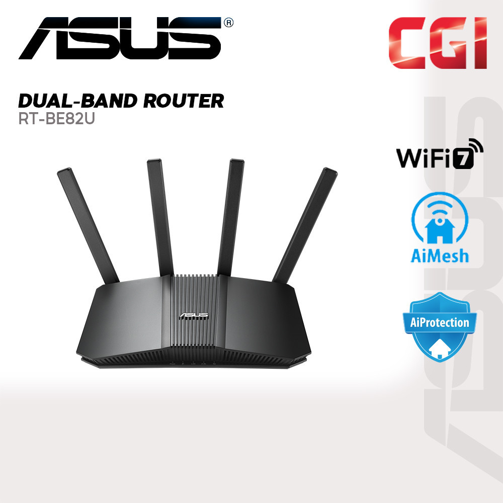 Asus WiFi 7 RT-BE82U Dual Band 6500 Mbps 4k-QAM MLO Aimesh AiProtection ...