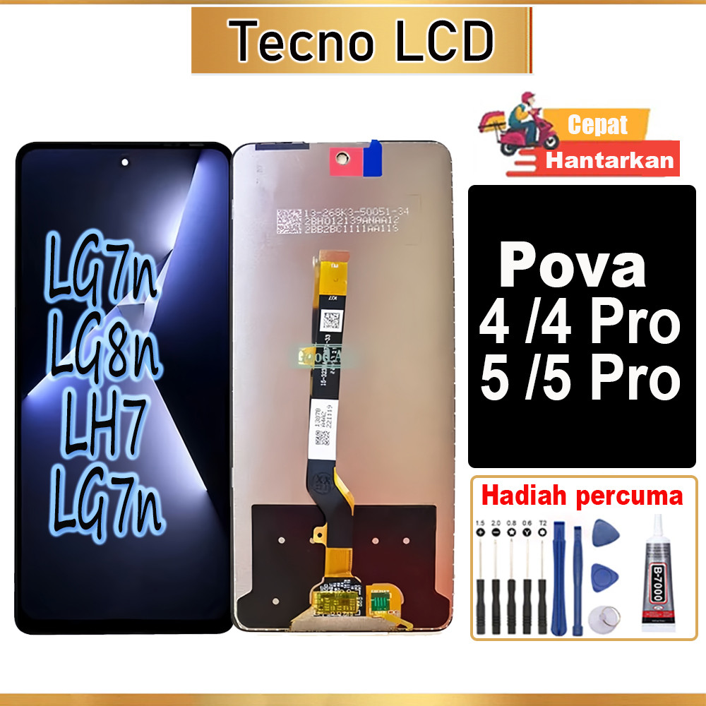 Original LCD Tecno Pova 4 4 Pro Pova 5 5 Pro LCD Screen LH7 LH8n + Kit Alat Percuma Paparan ...