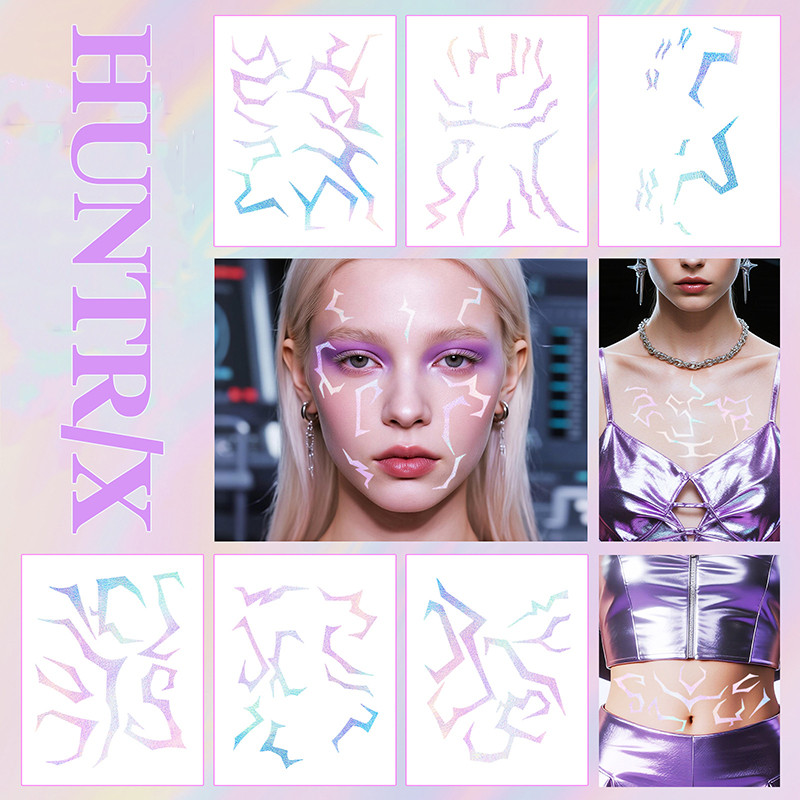 20/8pcs Huntrix Laser Tattoo Sticker Kpop Demon Hunter Face Tattoo ...