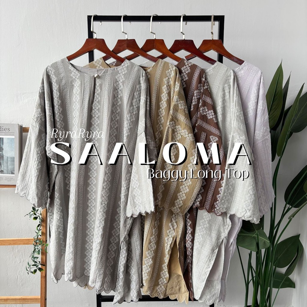 BAJU LABUH WANITA - SAALOMA BAGGY LONG TOP ( COTTON LINEN ) | Shopee ...