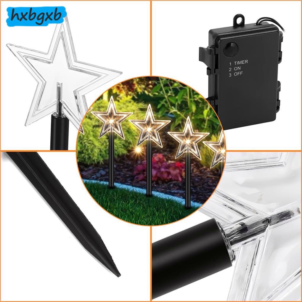 5 Pack Christmas Star Garden Lights Decorative Ground Lights Battery ...