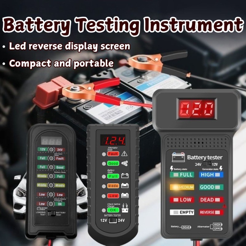 12V/24V Digital Battery Tester Battery System Detect Auto Battery ...
