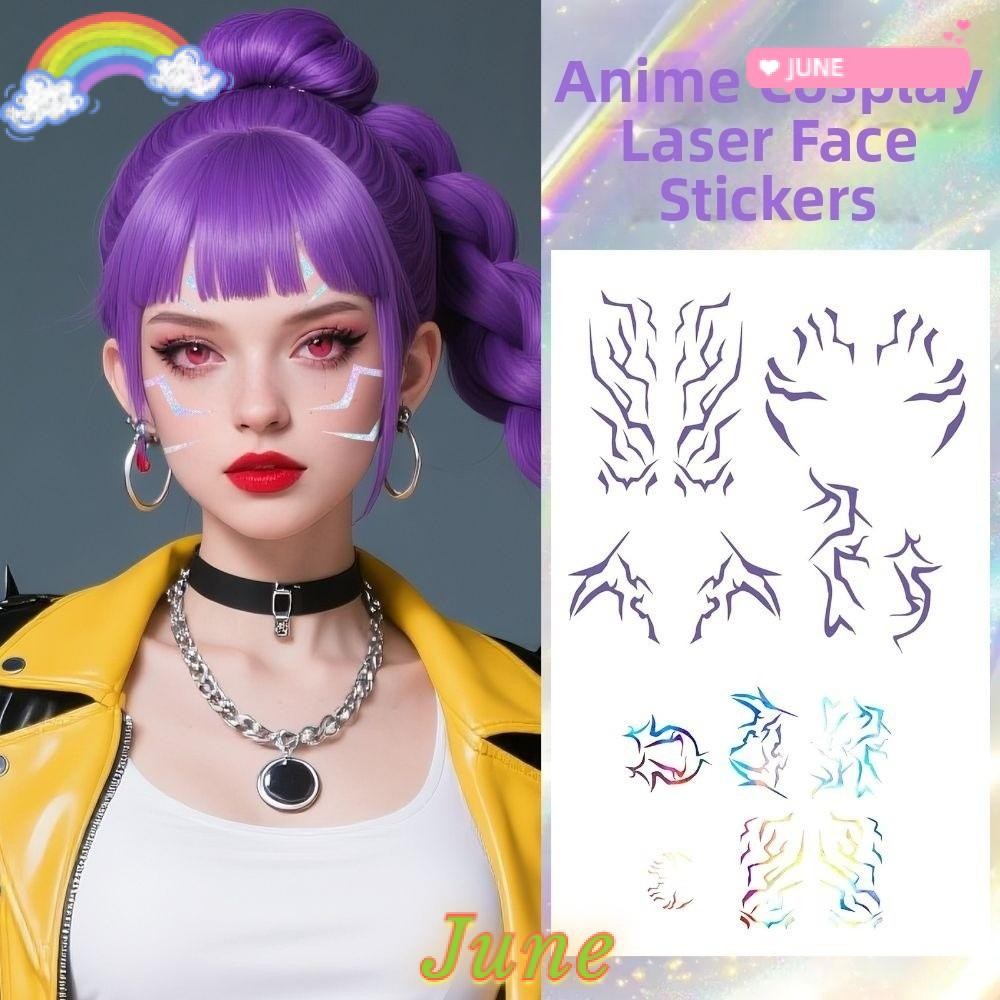 JUNE1 Temporary Tattoos, Purple Body Paint Cosplay Prop Tattoo Sticker ...