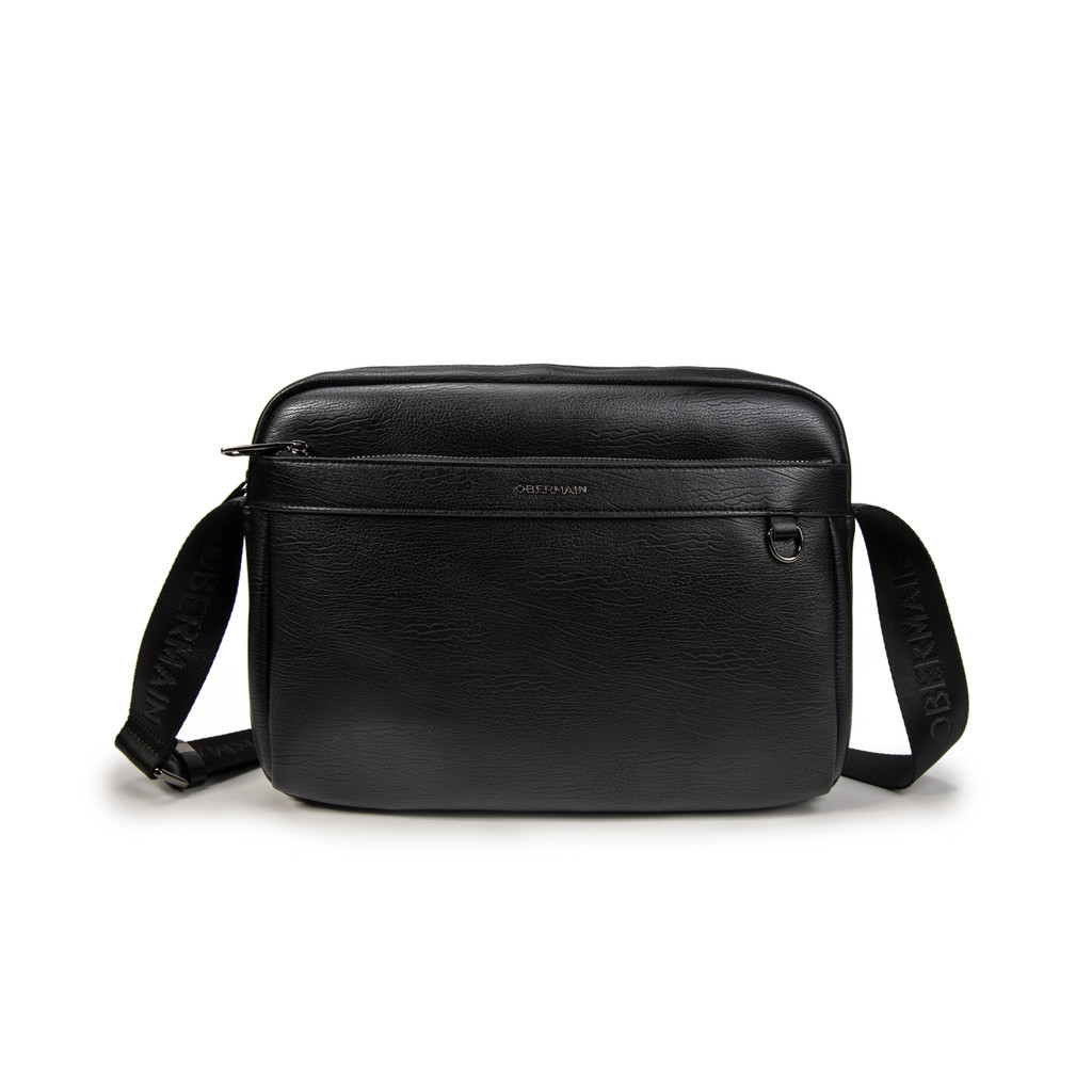 OBERMAIN Men's Messenger Bag / Synthetic Leather / Black / OBC553P2 ...