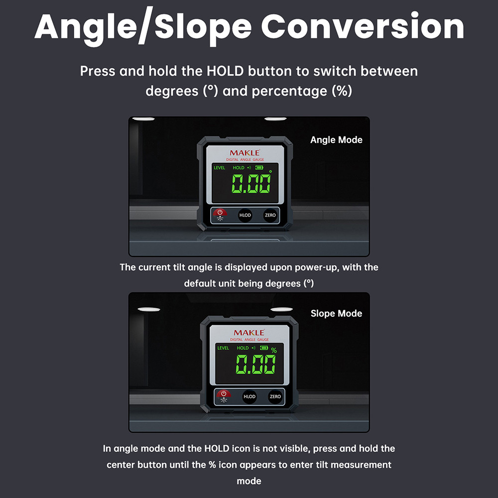 YoHi Dual-Sided Laser Digital Angle Gauge Laser Level Inclinometer ...