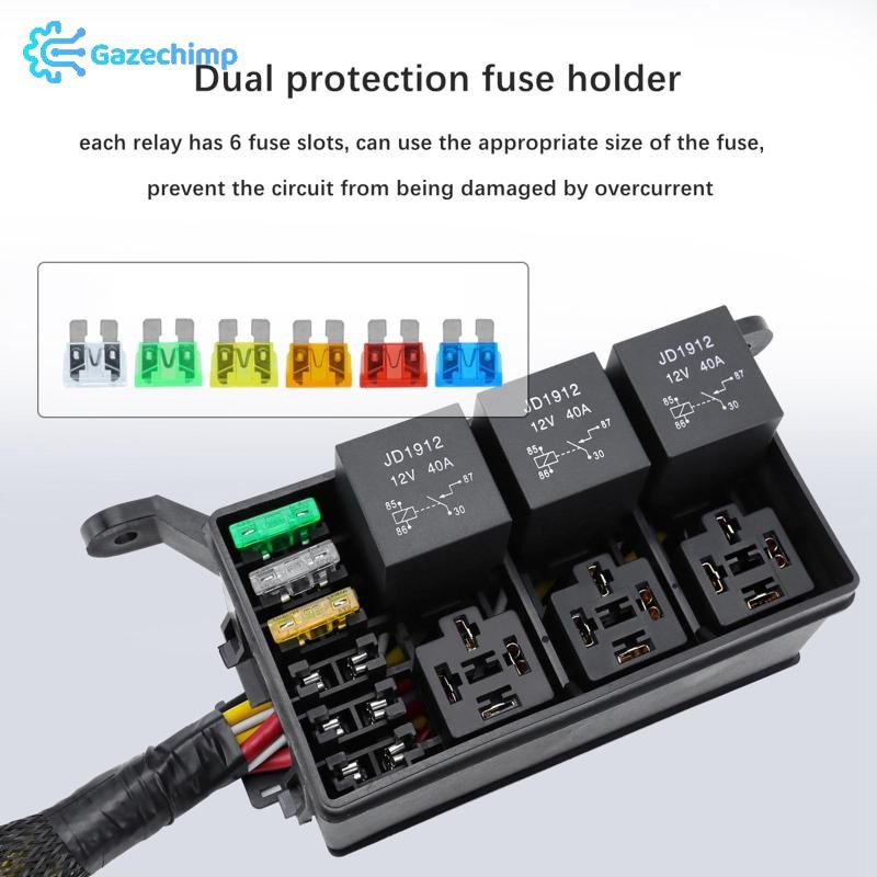 [Gazechimp] 12V Relay Box, Relay Panel, 6 Way Fuse Box, 6 Slot ATC Fuse ...
