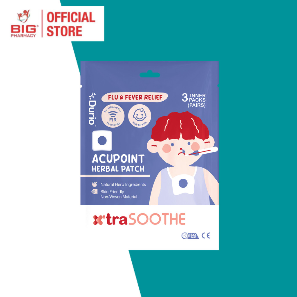 DURIO XTRASOOTHE FLU & FEVER RELIEF ACUPOINT HERBAL PATCH 3S | Shopee ...