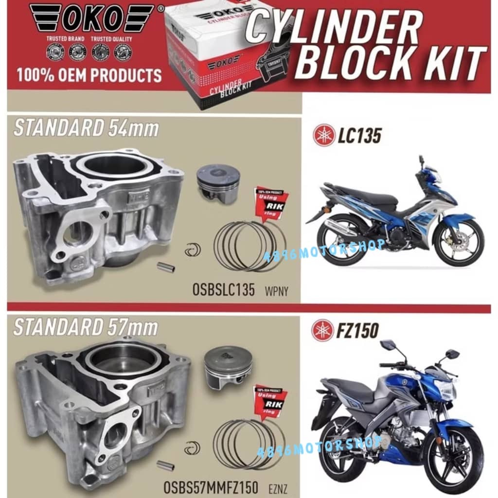 OKO BLOCK ASSY STANDARD LC135 V1-V8 FZ150 FZ LC 135 BLOK STD COMPLETE ...