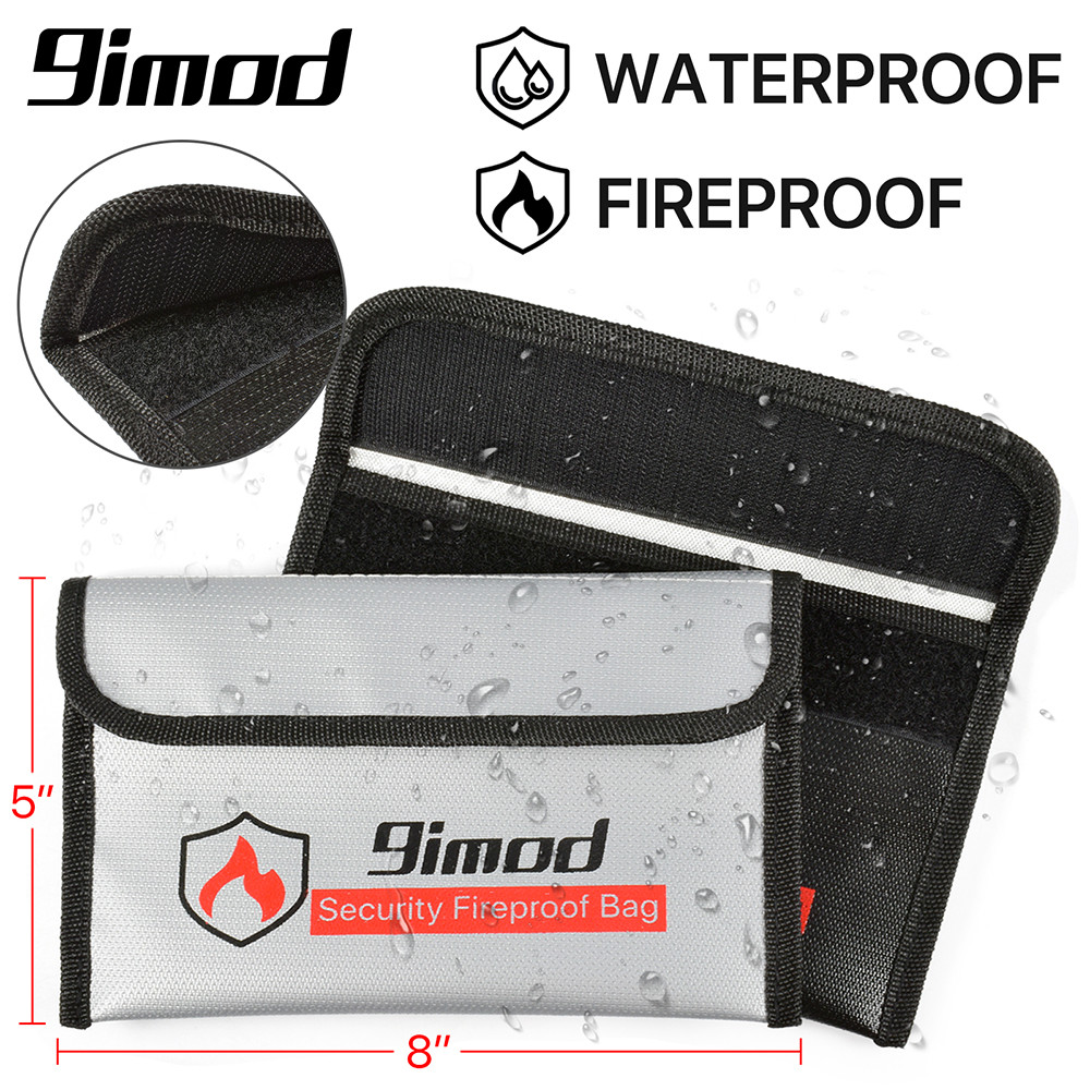 9imod 5x8 inch Portable Fireproof Bag Explosion-Proof Waterproof Lipo ...