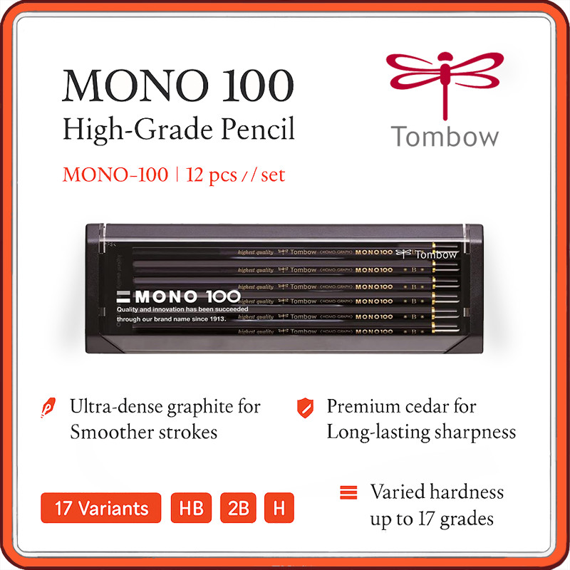 Tombow MONO 100 Premium Graphite Pencils, 12-Pack - Professional ...
