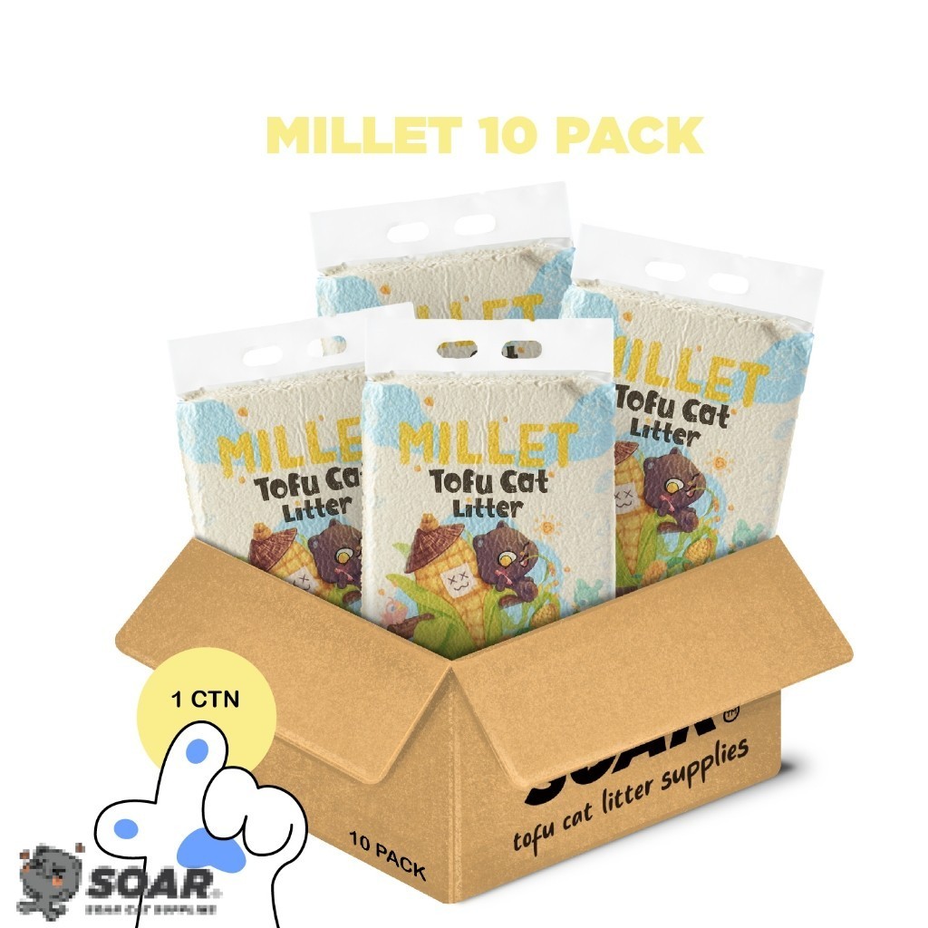 SOAR.OS Millet Tofu Cat Litter 6L/2KG Tofu Pasir Kucing 10 Packs (1 ...
