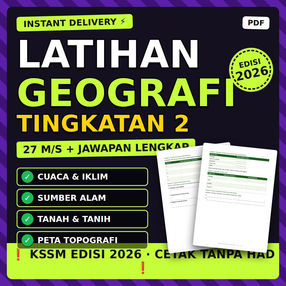 [INSTANT DELIVERY] Latihan Geografi Tingkatan 2 KSSM 2026 Peta ...