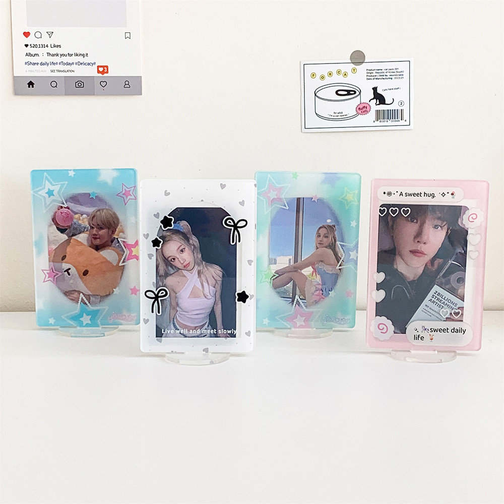 HISOCUTE 3 inch Kawaii Photo Card Holder Stand Photo Keychain Acrylic ...