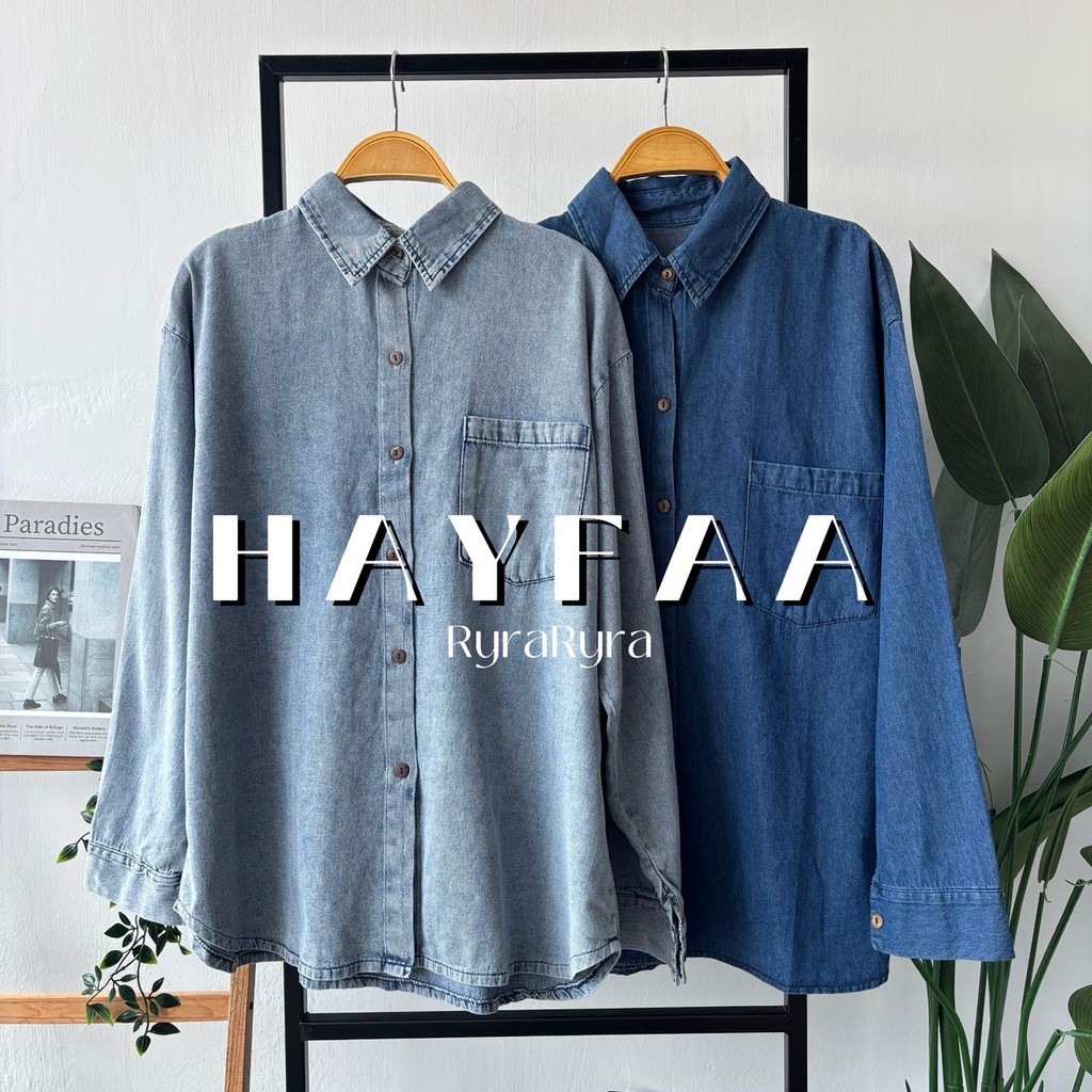 BAJU KEMEJA WANITA - HAYFAA KEMEJA JEANS ( SOFT JEANS ) | Shopee Malaysia