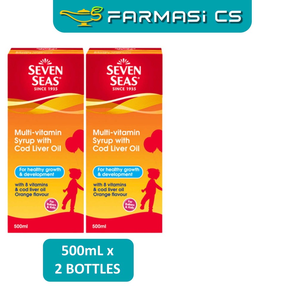 Seven Seas Kids Multivitamin Syrup with Cod Liver Oil 500ml x 2 bottles ...