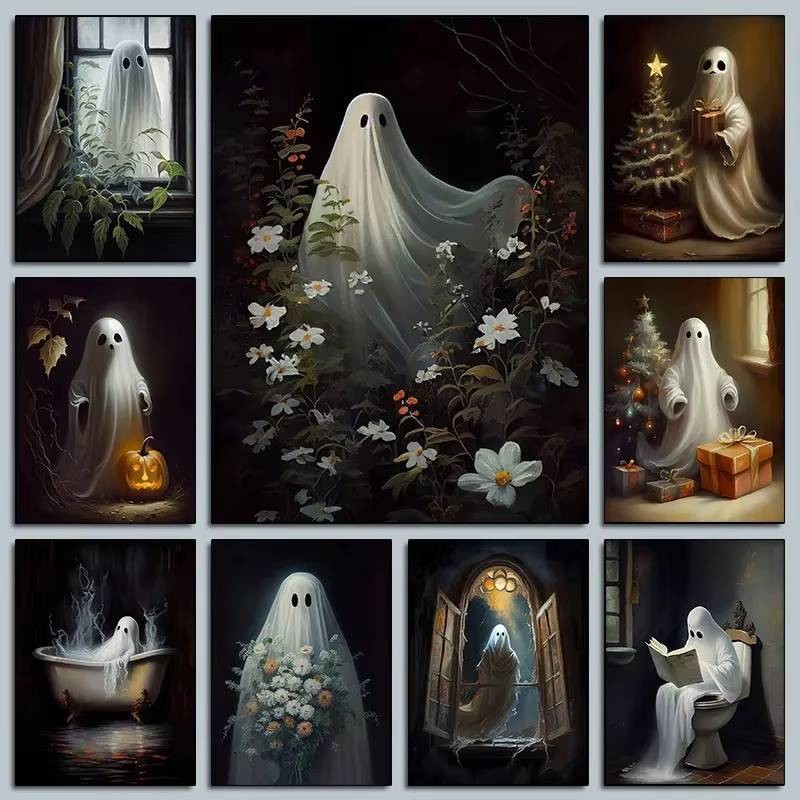 Vintage Abstract Horror Ghost Poster Art Canvas Painting for Wall Decor ...