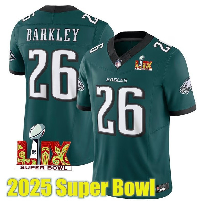 2025 Super Bowl LVX Men's NFL Philadelphia Eagles Saquon Barkley Midnight Green Limited American ...