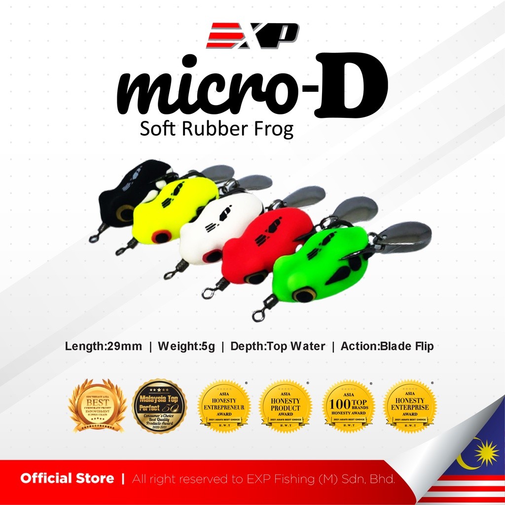 Micro D Soft Rubber Frog Snakehead Fishing Lure Umpan casting haruan ...