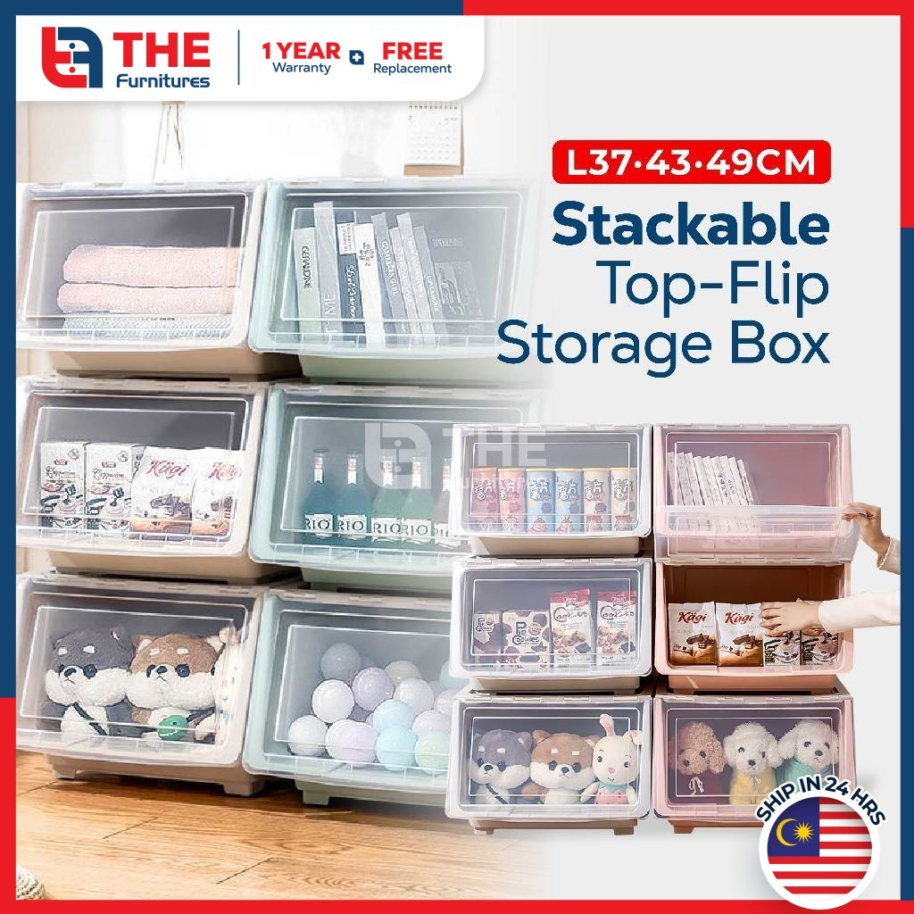 THE 34/38/56L Multipurpose Stackable Movable Container Storage Box With ...