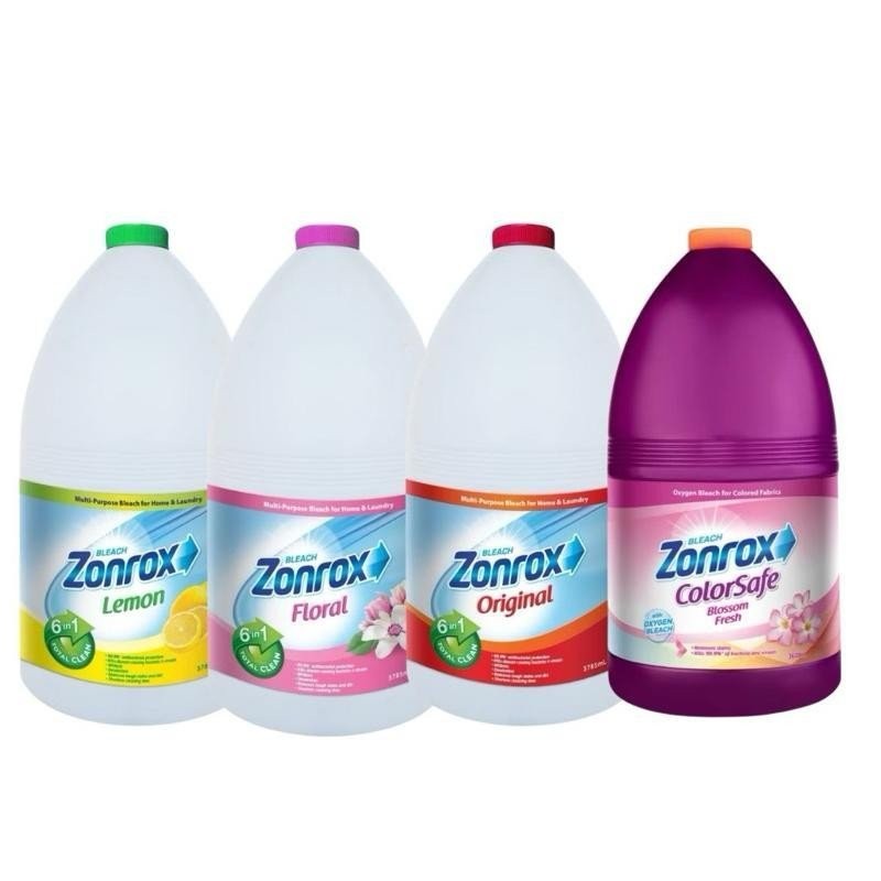 Zonrox Bleach Original/Lemon/Floral & Colorsafe 1 Gallon & 1 Liter ...