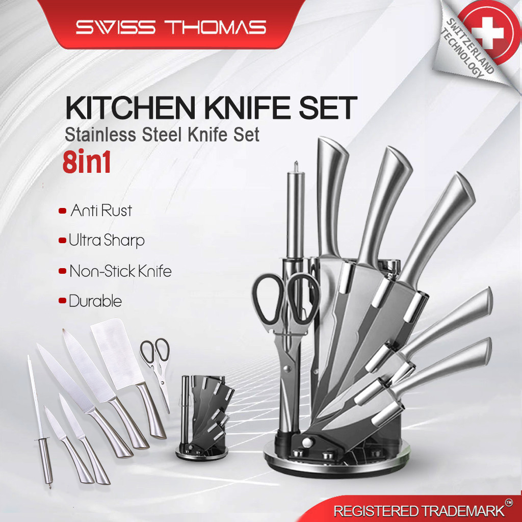 Swiss Thomas Kitchen Knife 8in1Set Sharp & Durable Stainless Steel /Set ...