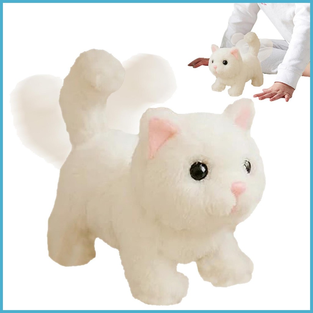 Realistic Robot Cat Interactive Plush Cat Stuffed Animal Toy Walks Wags ...