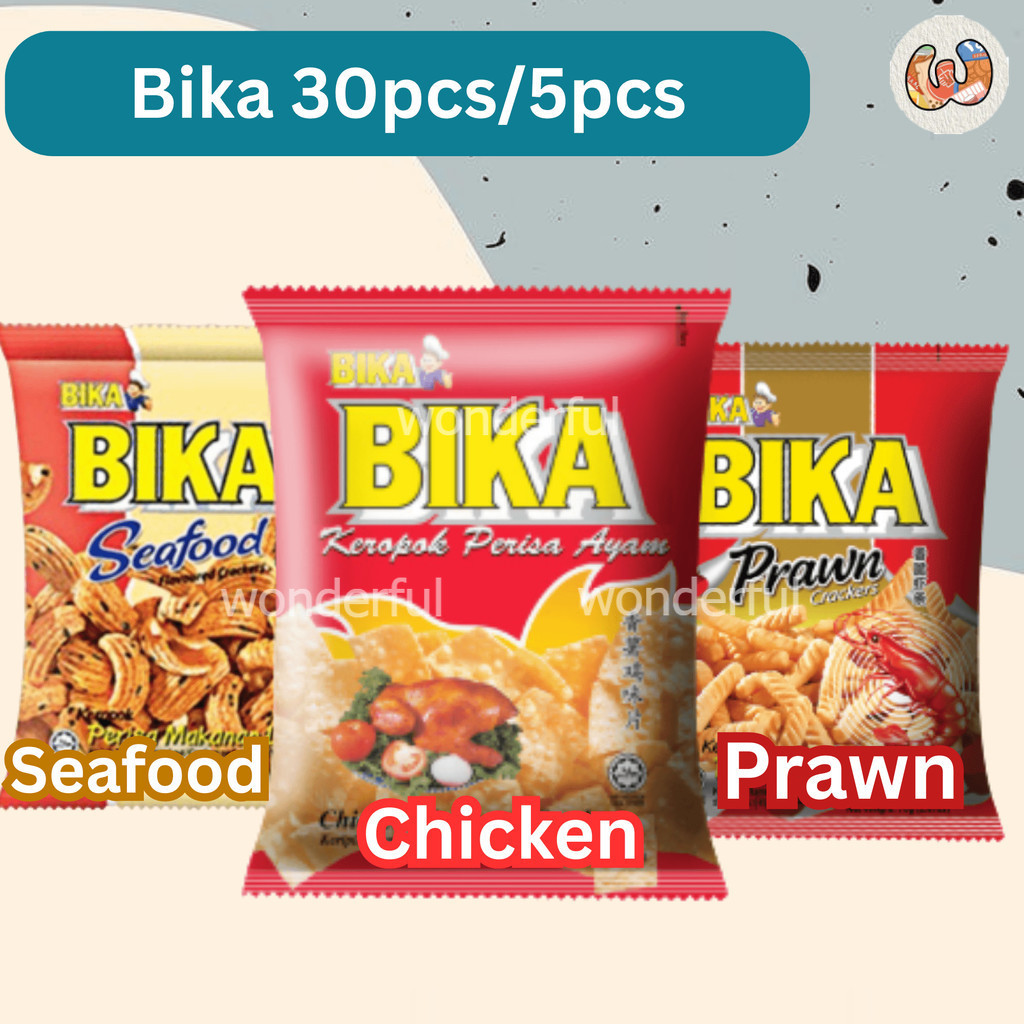 WF Bika Snack Crackers Chicken/Seafood/Prawn 30pcs/5pcs Halal (SMALL ...