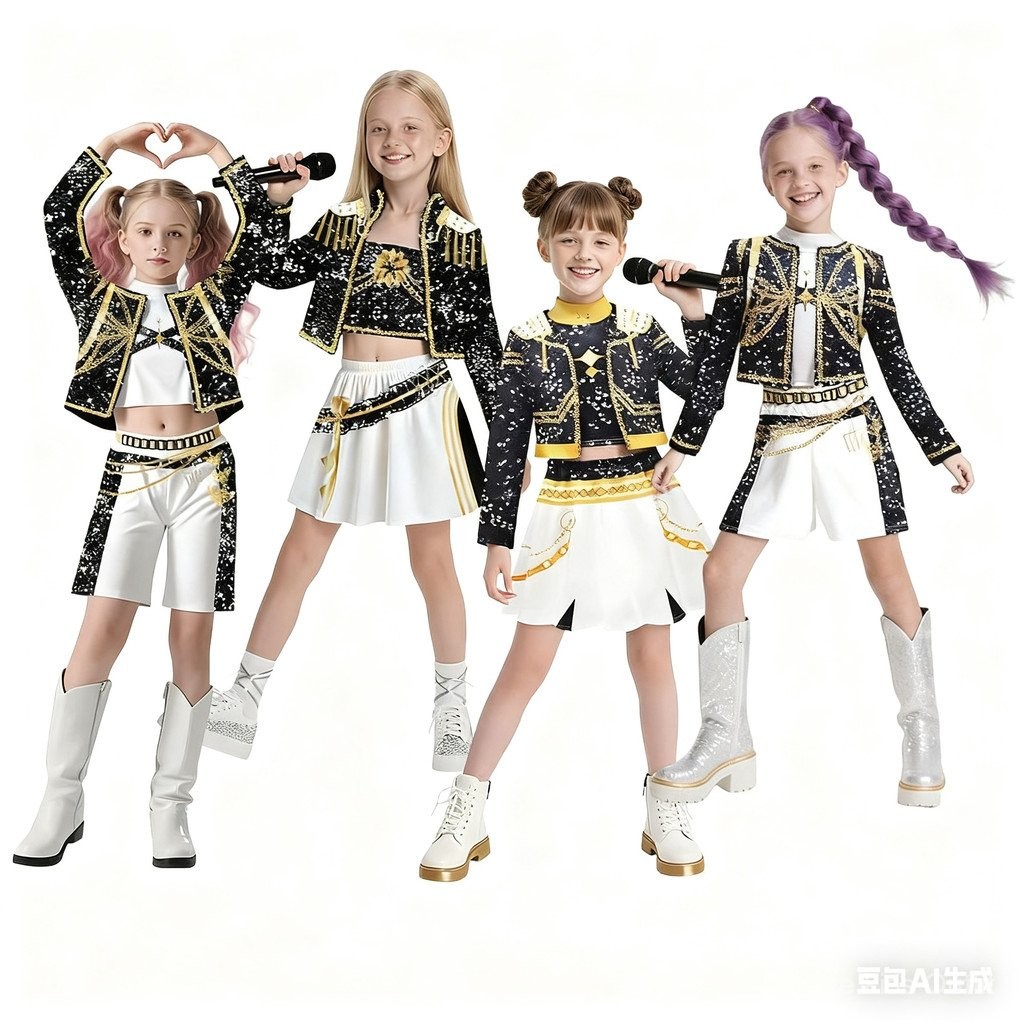 2025 New Style Girls Demon Hunter Costume Kids Popular Singer kids ...