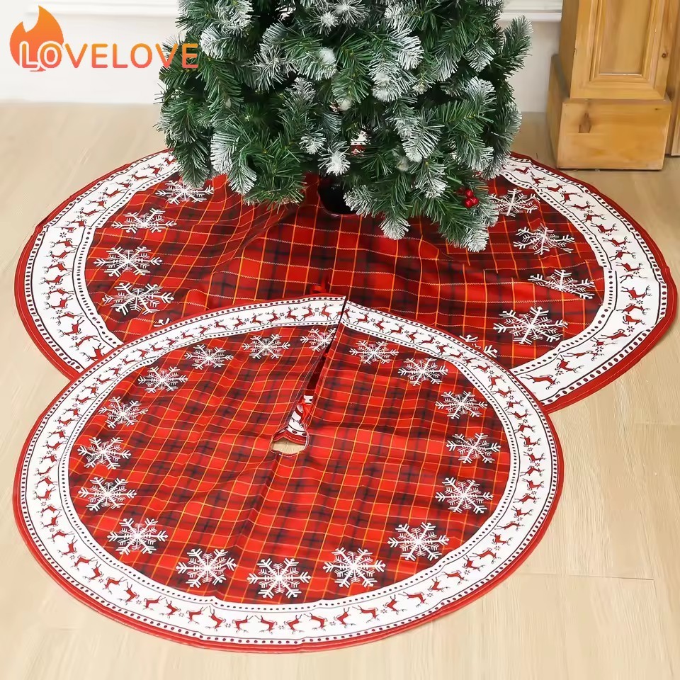 Round Reindeer Christmas Tree Skirt - Christmas Tree Decoration Base ...