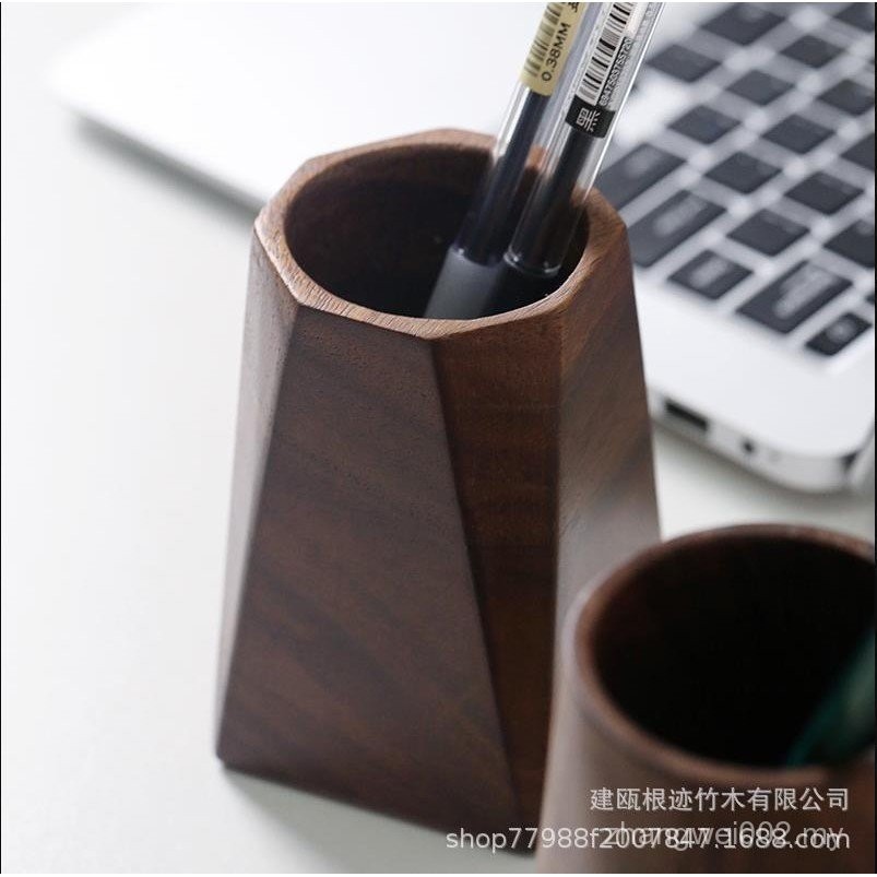 Pemegang Pen Kayu Retro Kayu Walnut Kayu Moden Mudah Kayu Asli Alat ...