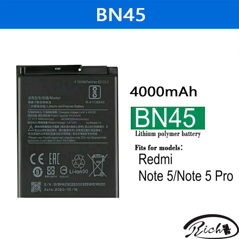 BN45 Battery For Note 5 Note 5 Pro Battery Quality Battery Spare Parts ...