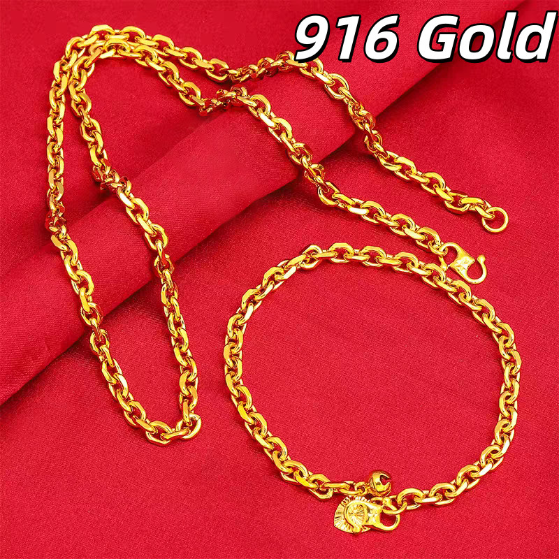 Rantai Tangan Emas 916 Original Bracelet + Necklace for Men Indian Gold ...
