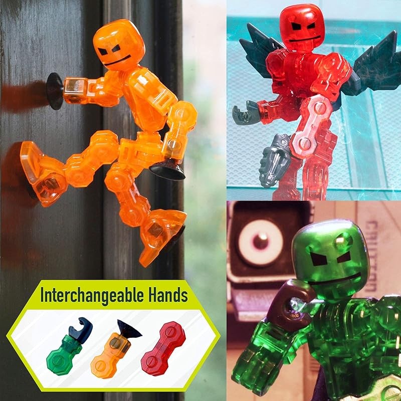 Zing Klikbot Series 3 Toy, 4 Pack Poseable Action Figures Translucent ...