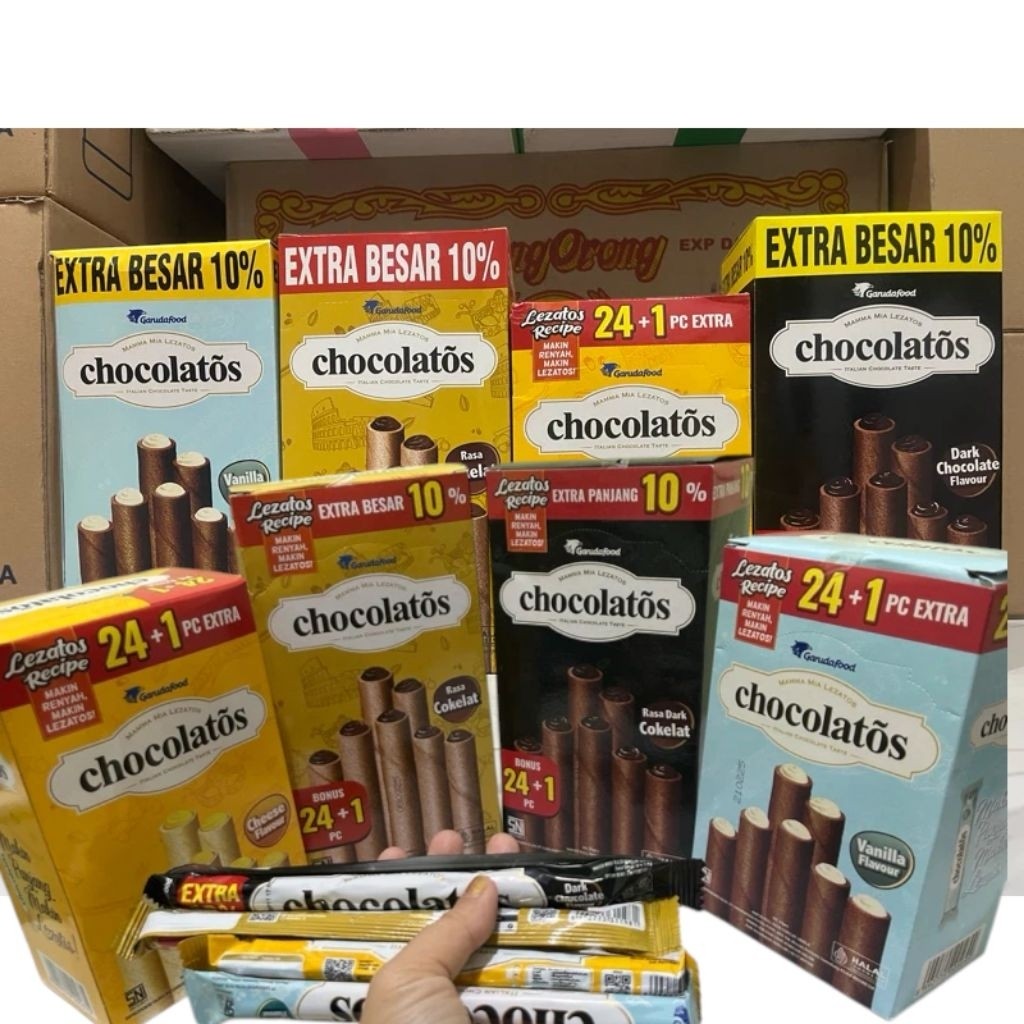 Chocolatos Long Stick Wafer Roll /Harga untuk Satu Box isi 24pcs ...