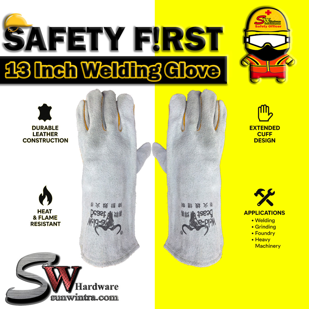 SW Hardware 13 Inch HEAT INSULATION WELDING GLOVE (GREY) | Shopee Malaysia