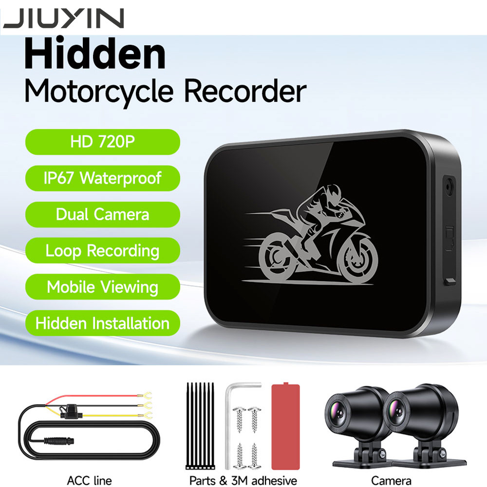 JIUYIN 720P Motorcycle Dash Cam DVR Front And Rear View Waterproof ...
