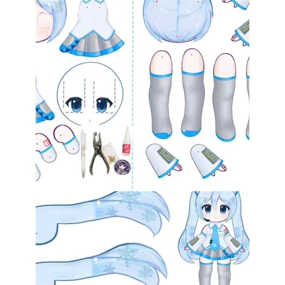 Hot-selling Movable Paper Doll Snow Hatsune Miku Template Full Set ...