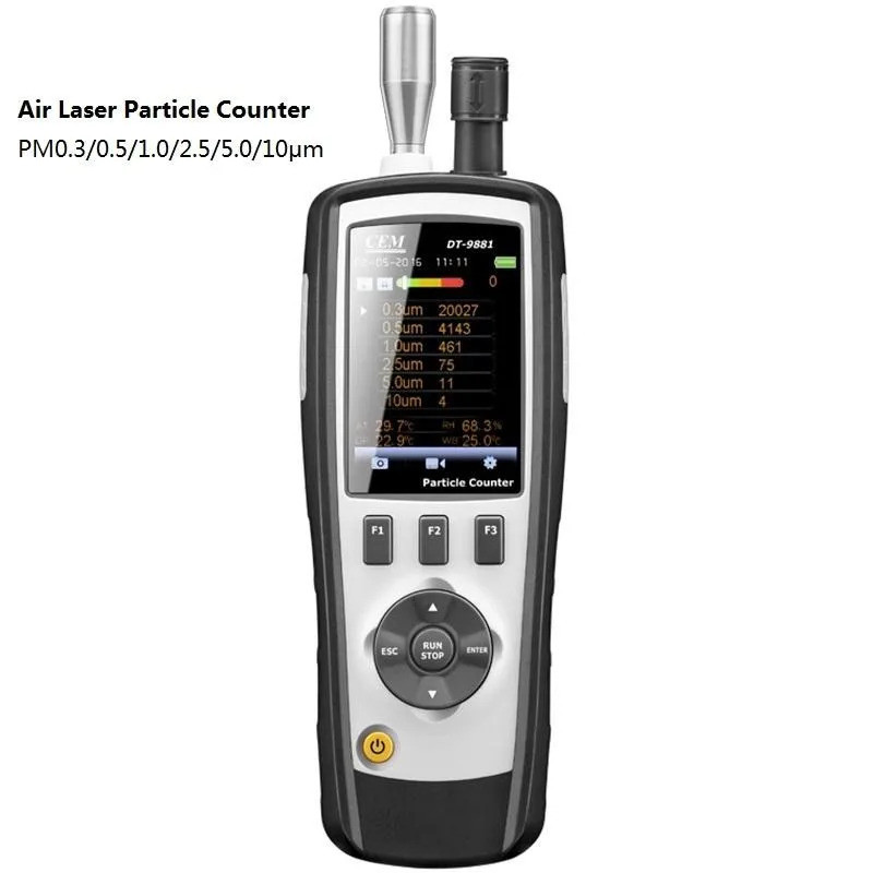 CEM DT-9881 Handheld Cleanroom Particle Counter HCHO CO (PM 0.3,0.5,1.0 ...