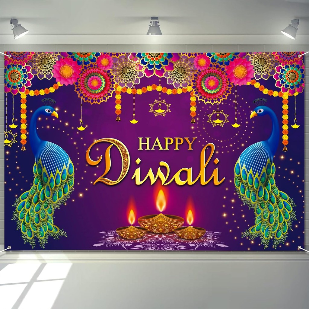 Diwali Decor Banner, Happy Diwali Backdrop Banner Decorations, Indian ...