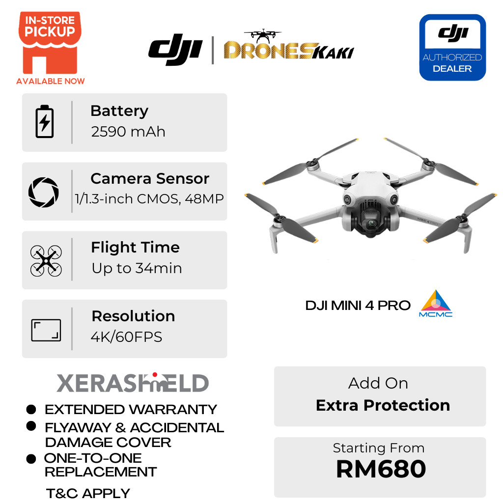 DJI Mini 4 Pro - Malaysia Set with MCMC Sirim Certified, Advanced Mini Camera Drone | Shopee ...