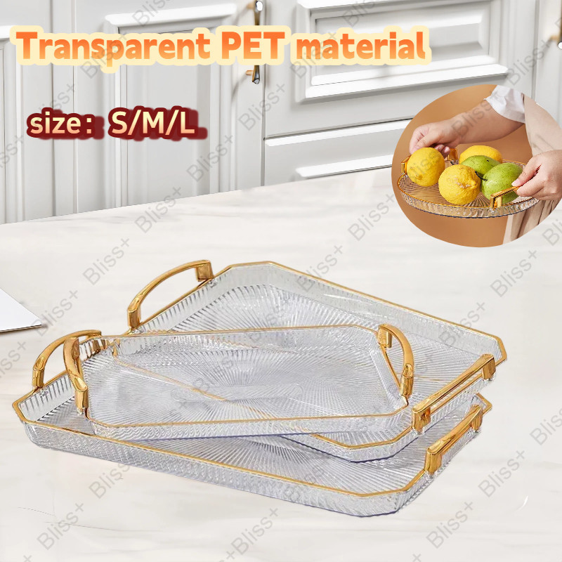 Luxury Tray Double Ear Handle Clear Plastic Fruit Tray Oval Rectangle ...