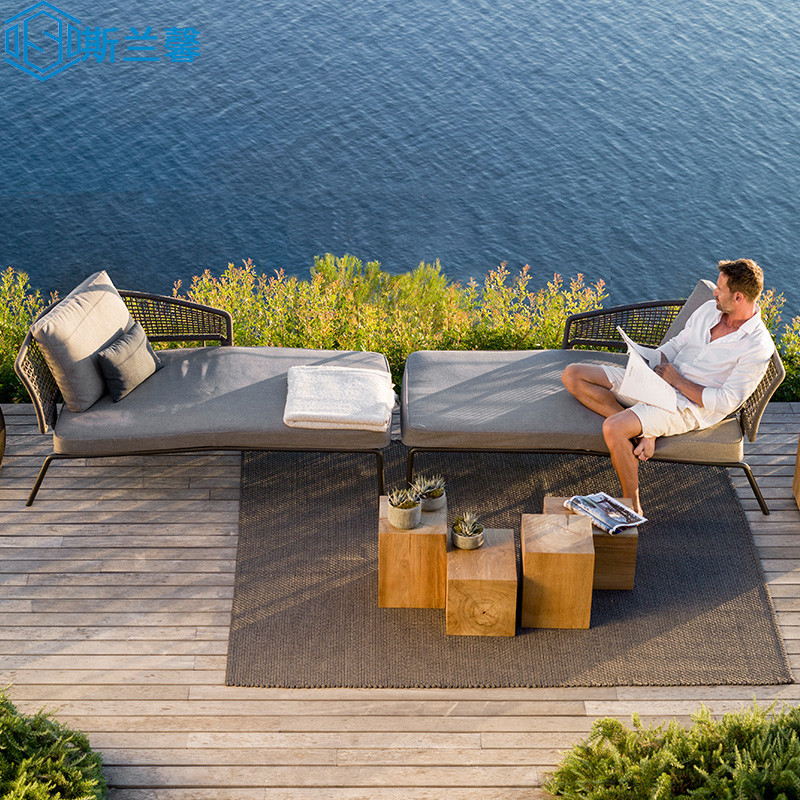 Beach Chair Outdoor Leisure Garden Rattan Reclining Bed Swimming Pool ...