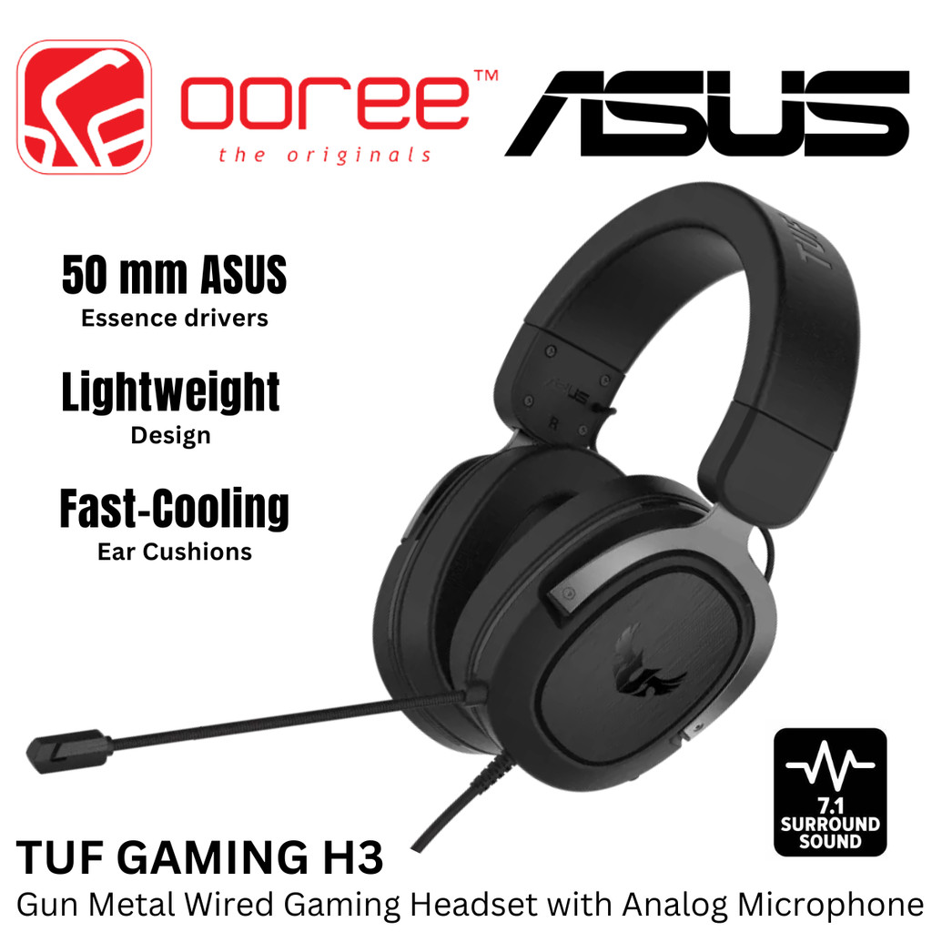 ASUS TUF GAMING H3 GUN METAL WIRED 3.5MM GAMING HEADSET WITH 7.1 ...