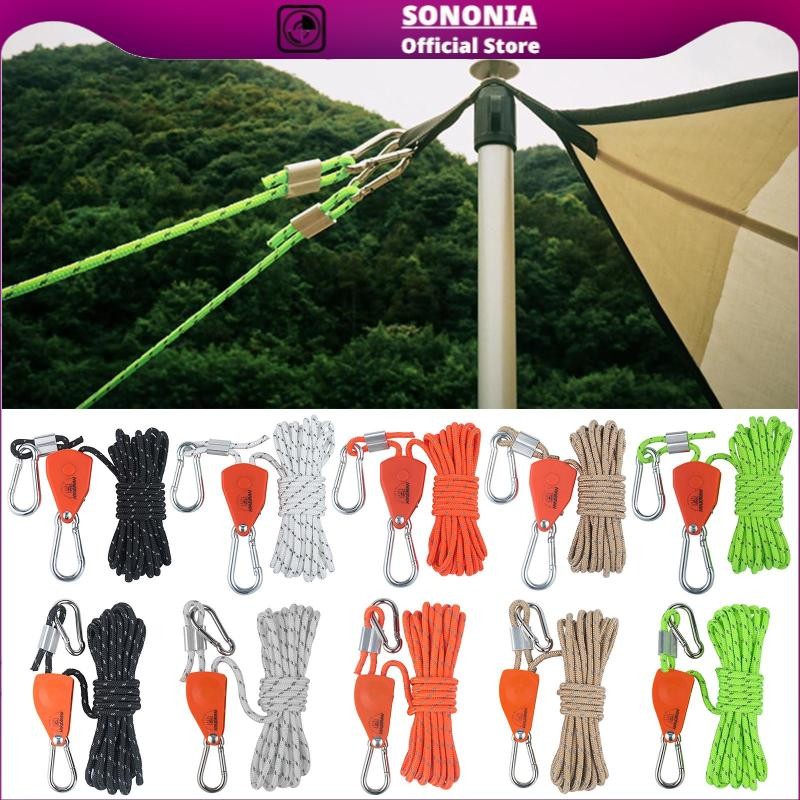 SONONIA Pulley Ratchet Rope Hanger Heavy Duty with Carabiner Quick Lock ...