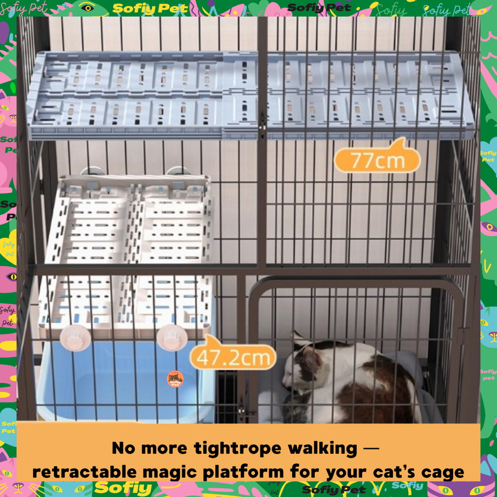 PLASTIC PLATFORM Adjustable 47cm - 77cm Cat cage widening platform ...