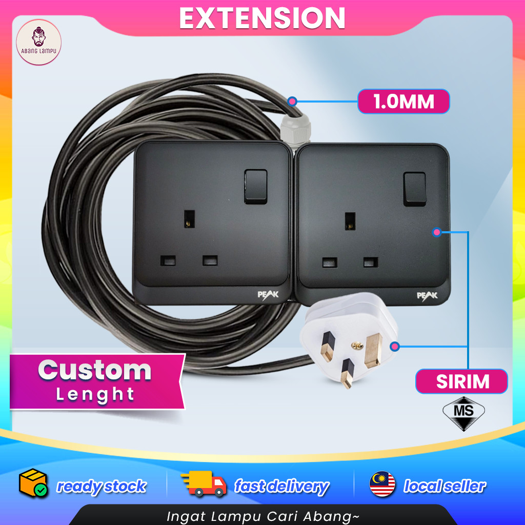 1/2/3 Gang Black/White HEAVY DUTY Extension SOCKET EXTENSION Wire FULL ...