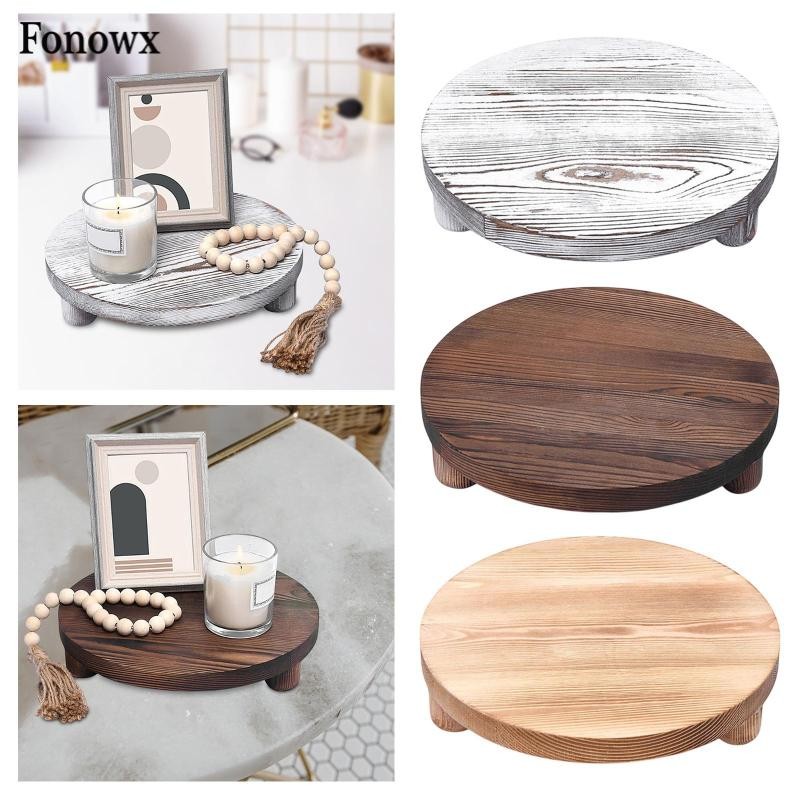 Fonowx Wood Column, Round Presentation Tablet, Column Tray, Houseplant ...