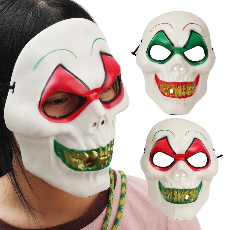 Red Green Eyes Skeleton Spooky Masks Golden Teeth Mask Carnival Dance ...